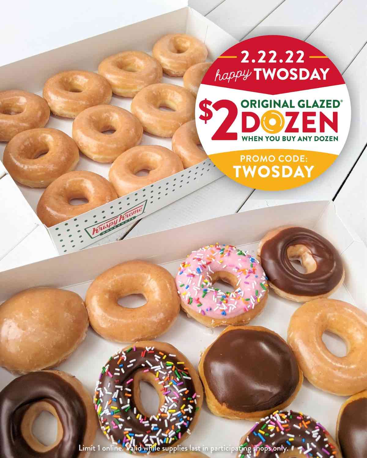Krispy Kreme TWOSDAY deal: $2 dozen Original Glazed doughnuts when you ...