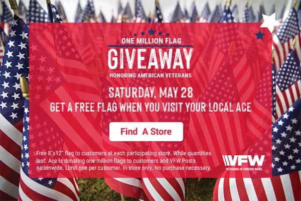 Free flag from Ace Hardware for Memorial Day - Triangle on the Cheap