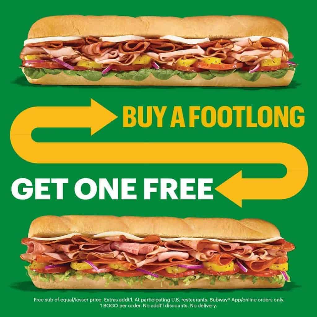 Subway Offers Buy one get one Free Footlong Sub Triangle On The Cheap Subway Offers Buy one get one Free Footlong Sub Triangle On The Cheap