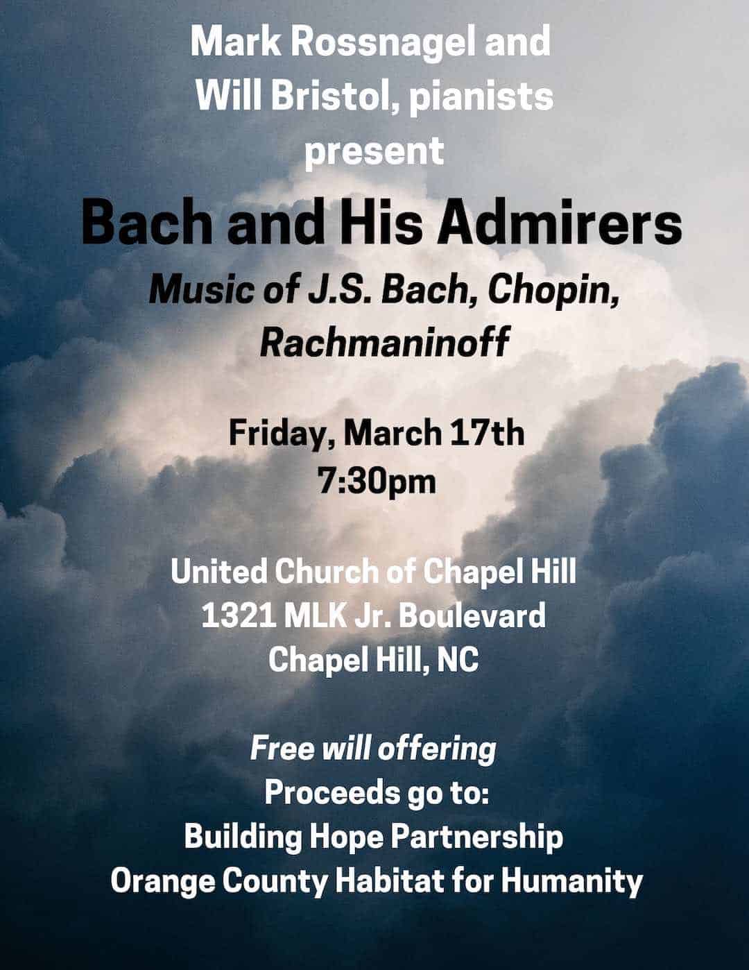 Bach and His Admirers: Free Piano Concert at United Church of Chapel ...