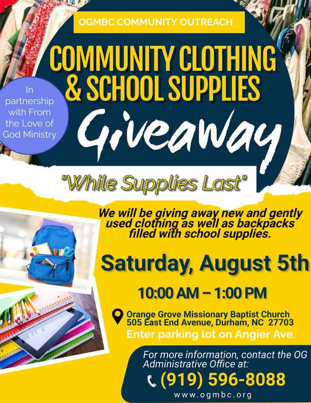Community Clothing & School Supplies Giveaway at Orange Grove ...
