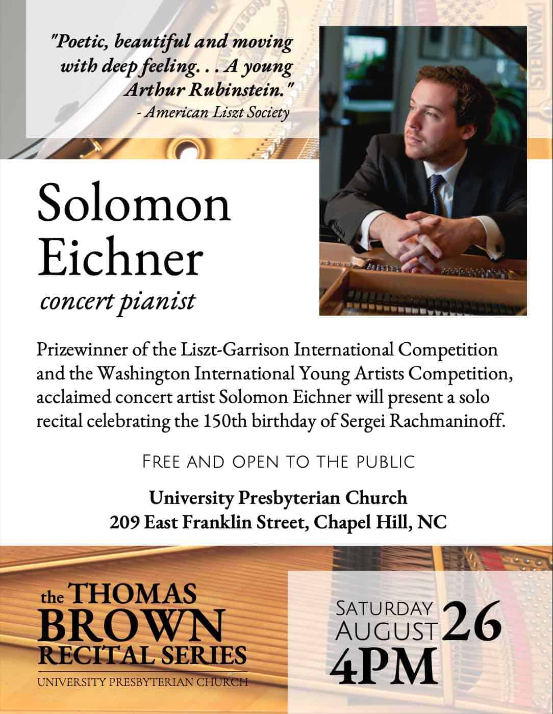 Free Concert at University Presbyterian Church: Solomon Eichner ...