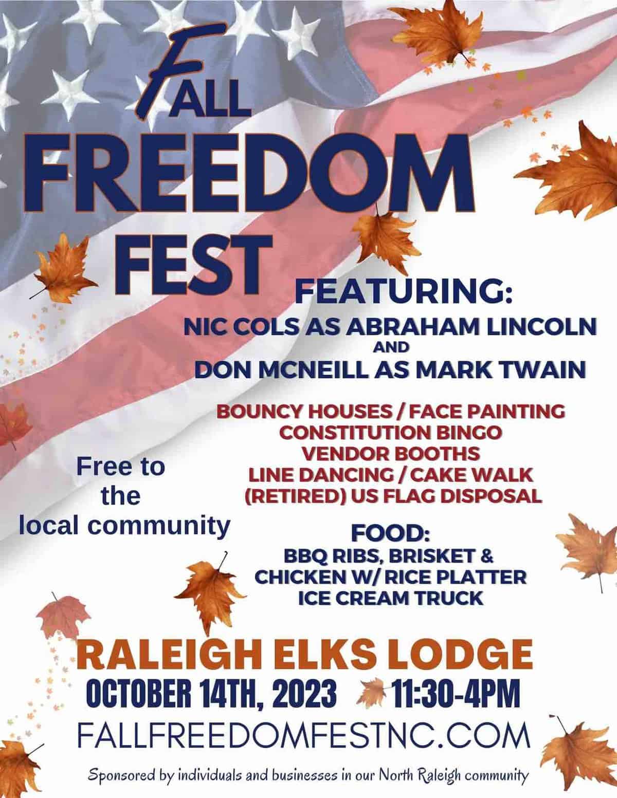 Fall Freedom Fest in Raleigh Oct 14 - Triangle on the Cheap