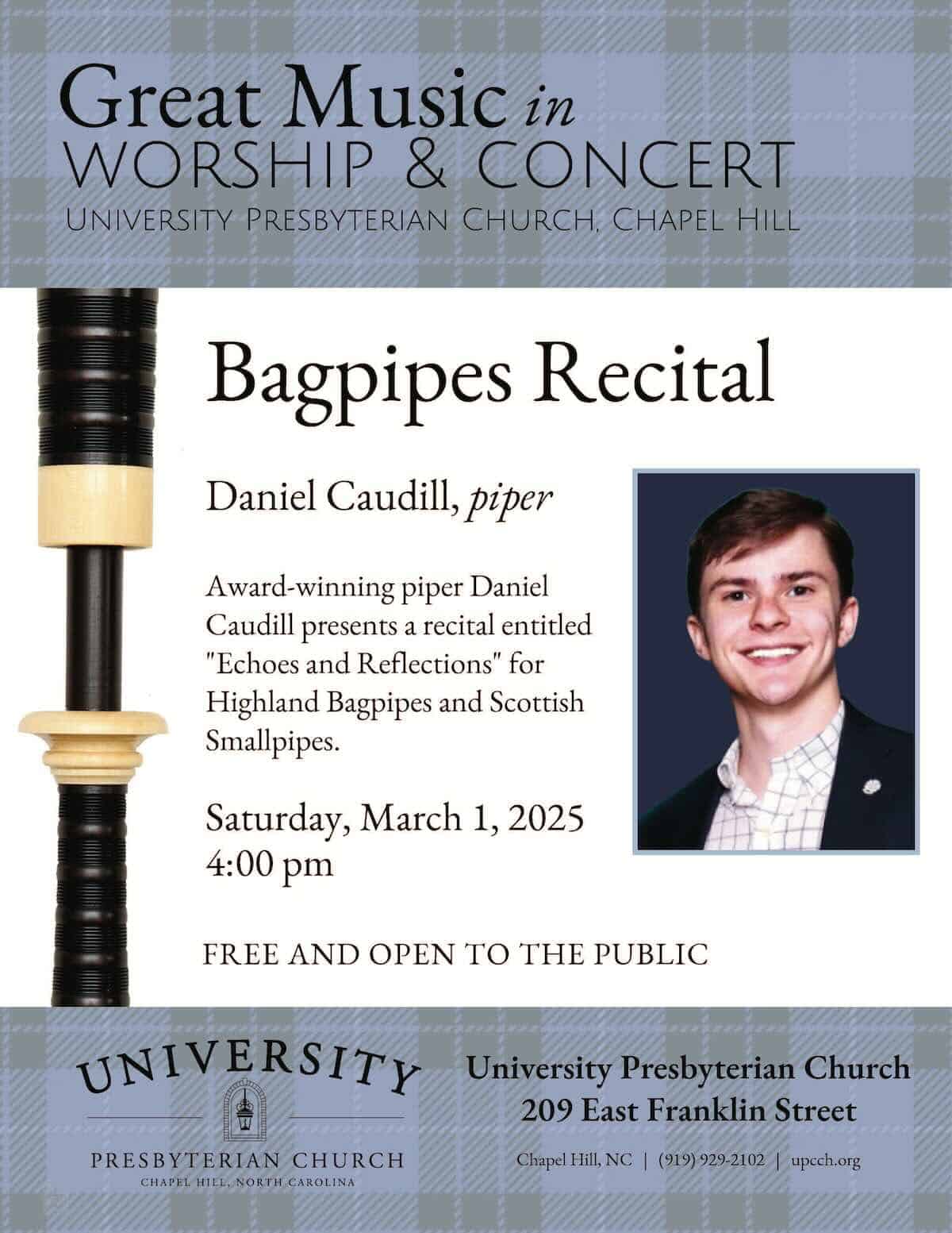 Free Concert at University Presbyterian Church: Bagpipes Recital with ...