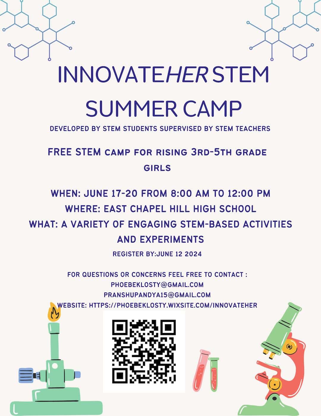 InnovateHER STEM Summer Camp: Free STEM Camp for Girls in Chapel Hill ...