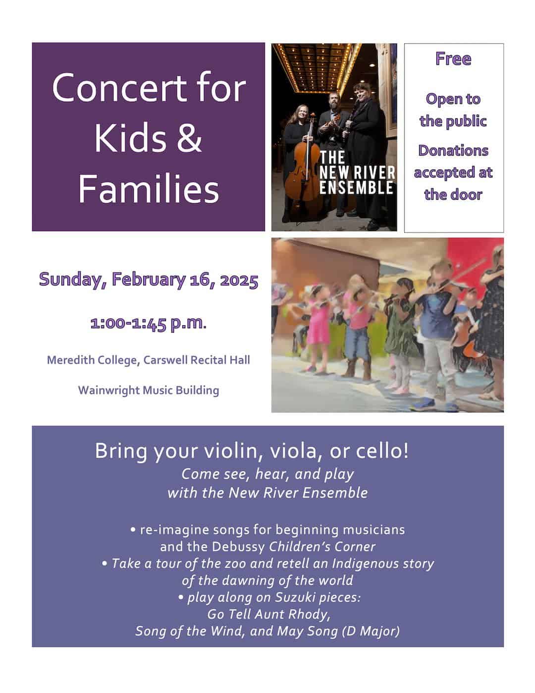 Free Concert by New River Ensemble for Kids and Families at Meredith ...