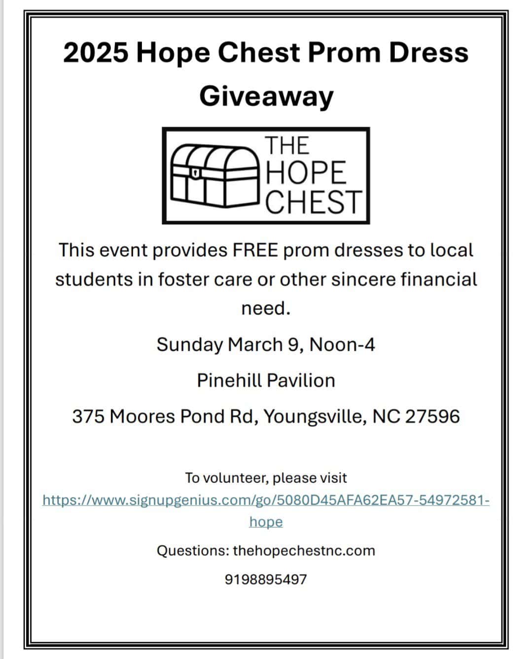 The Hope Chest - one-day prom dress giveaway - Triangle on the Cheap