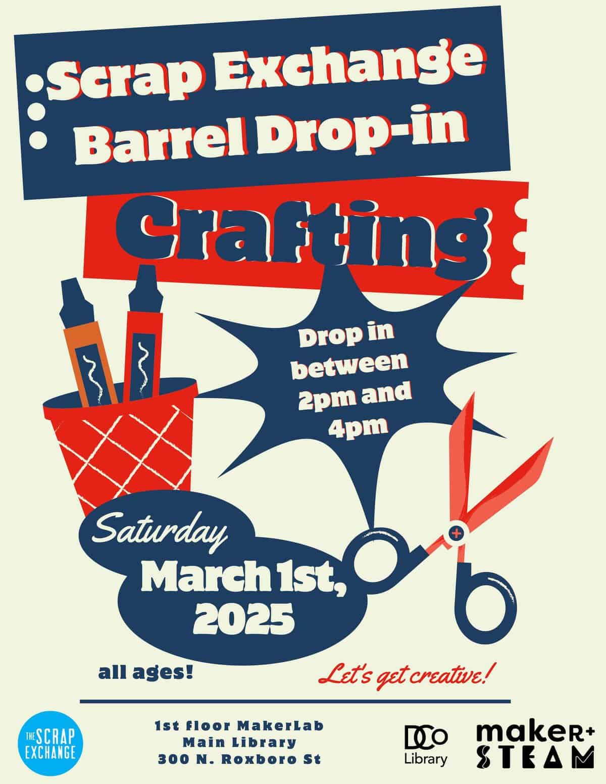 Scrap Exchange Barrel Drop-In Crafting at Durham County Main Library ...