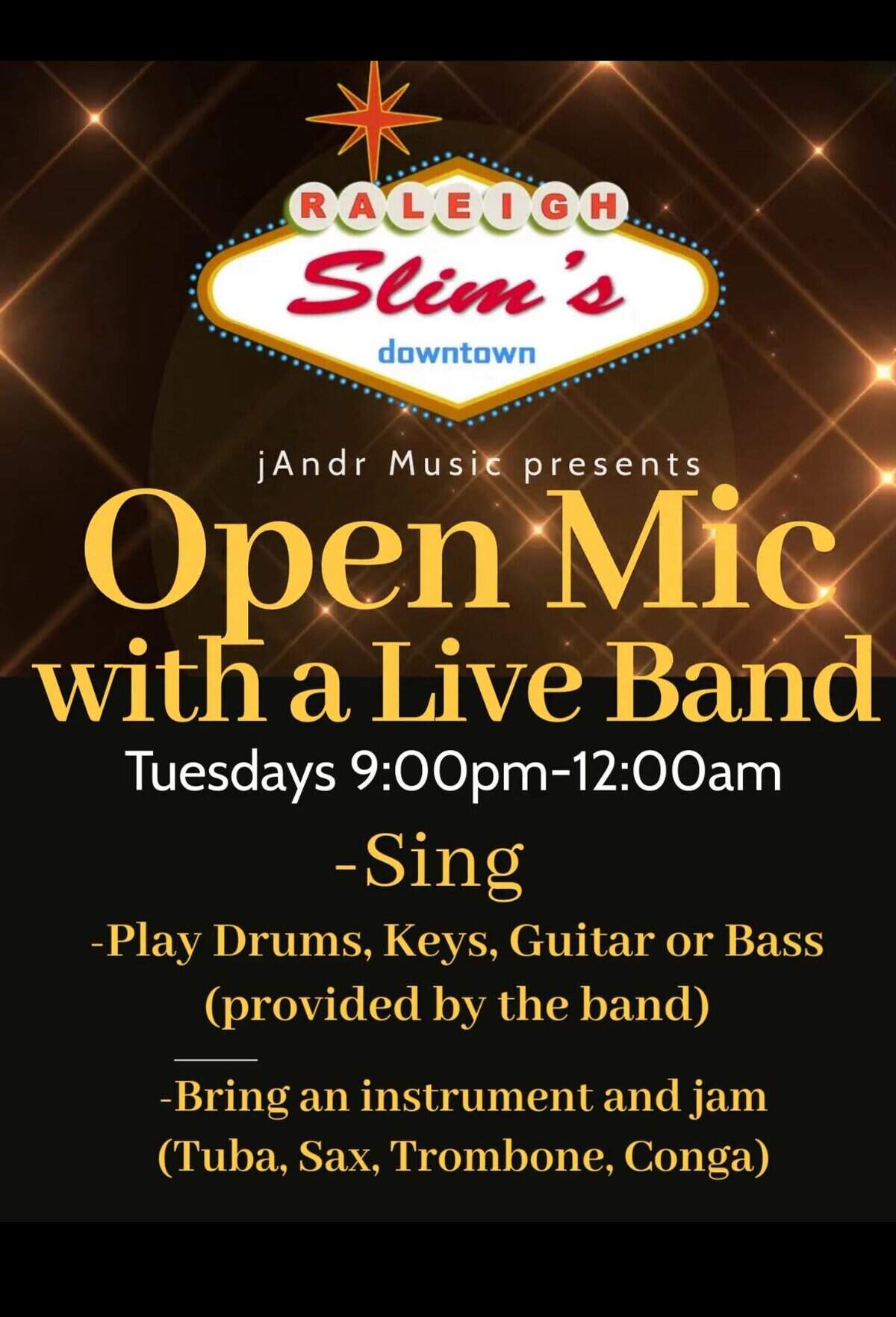 Open Mic with Live Band Slim's Raleigh on Tuesdays - sing or play any ...