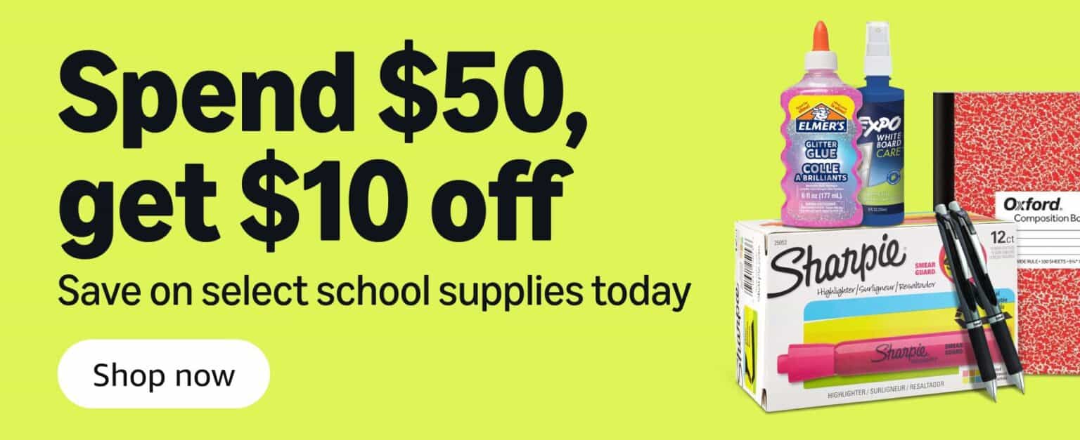 Save $10 when you buy $50 of school supplies on Amazon - Triangle on ...