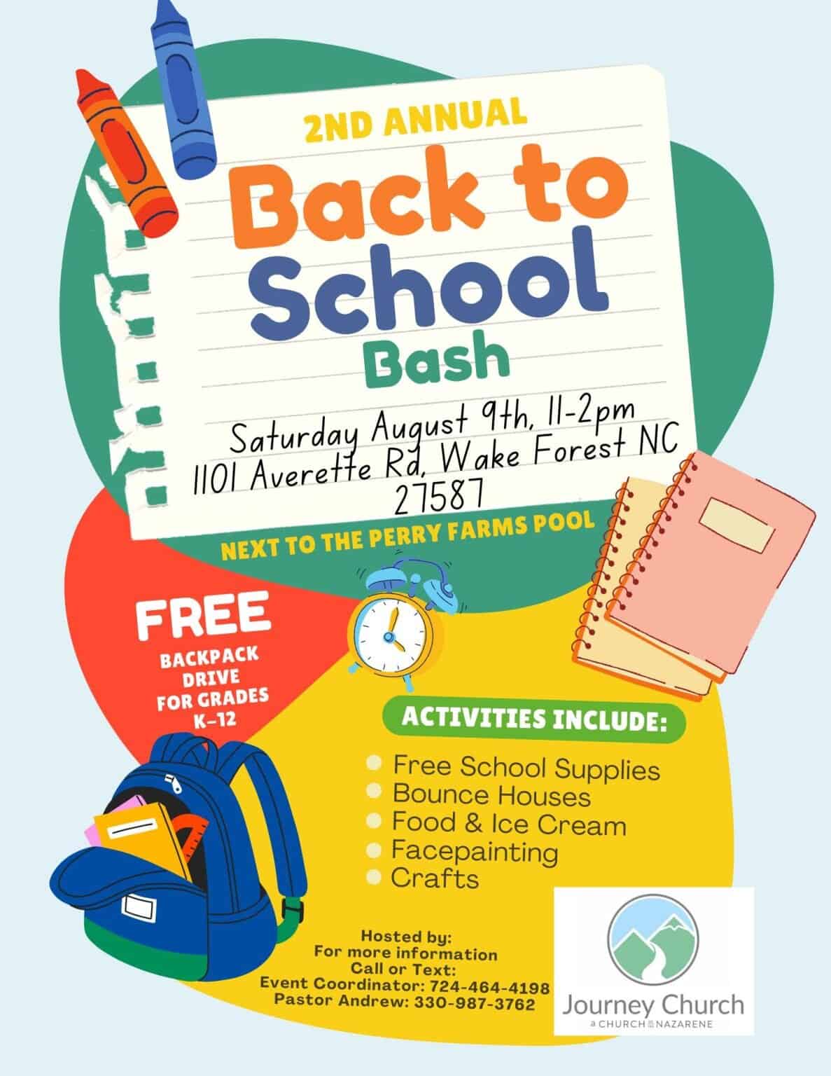 Back to School Bash hosted by Journey Church of the Nazarene in Wake ...