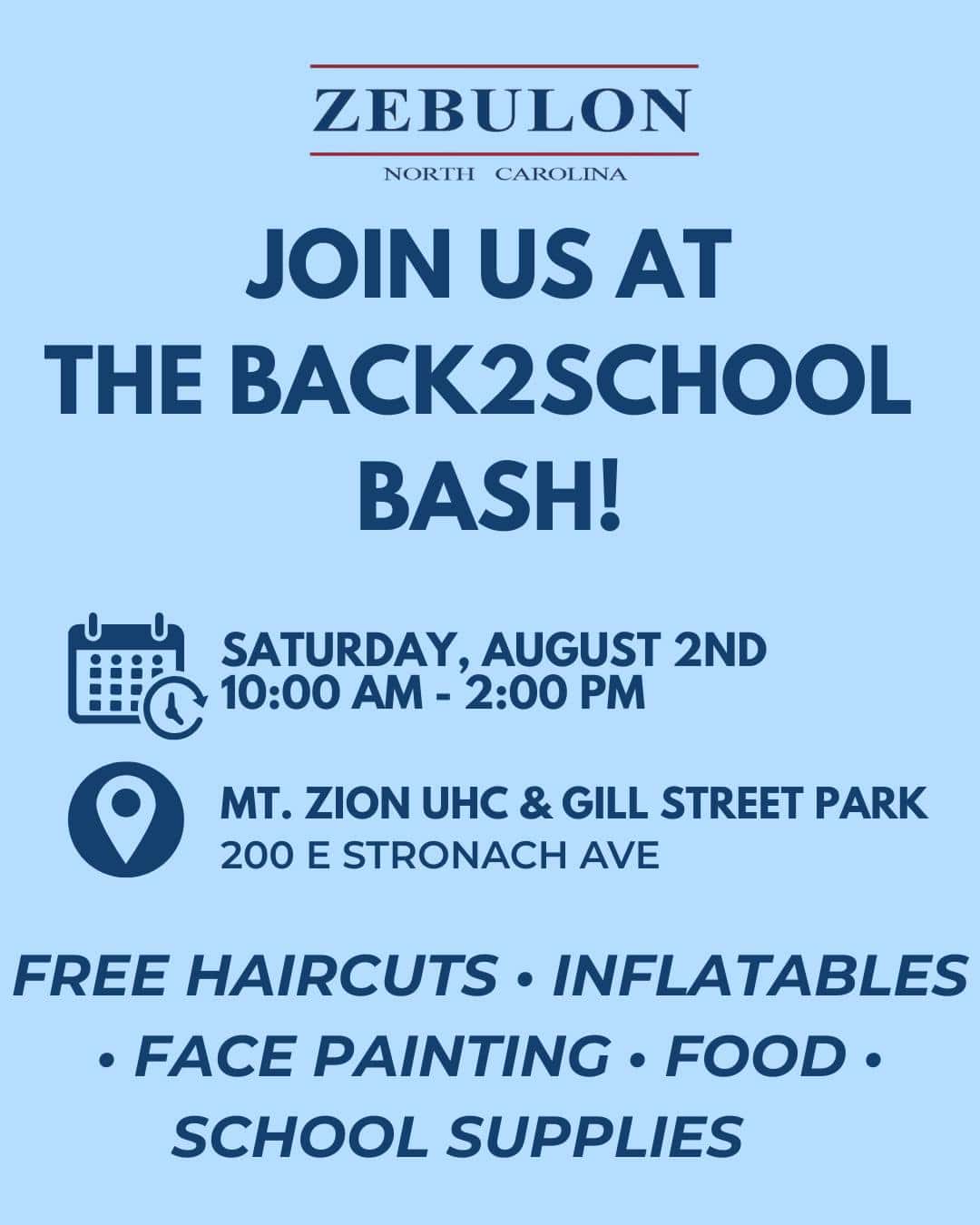 Zebulon Back2School Bash Aug. 2 - free school supplies, haircuts, more... - Triangle on the Cheap