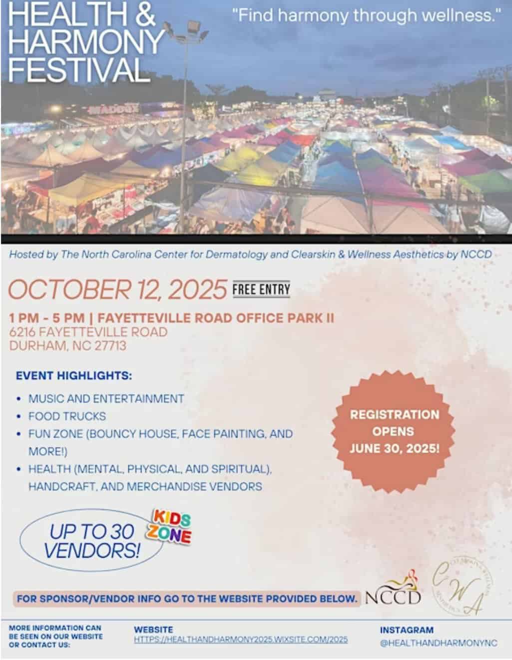 Health and Harmony Fest in Durham Oct. 12 - Triangle on the Cheap