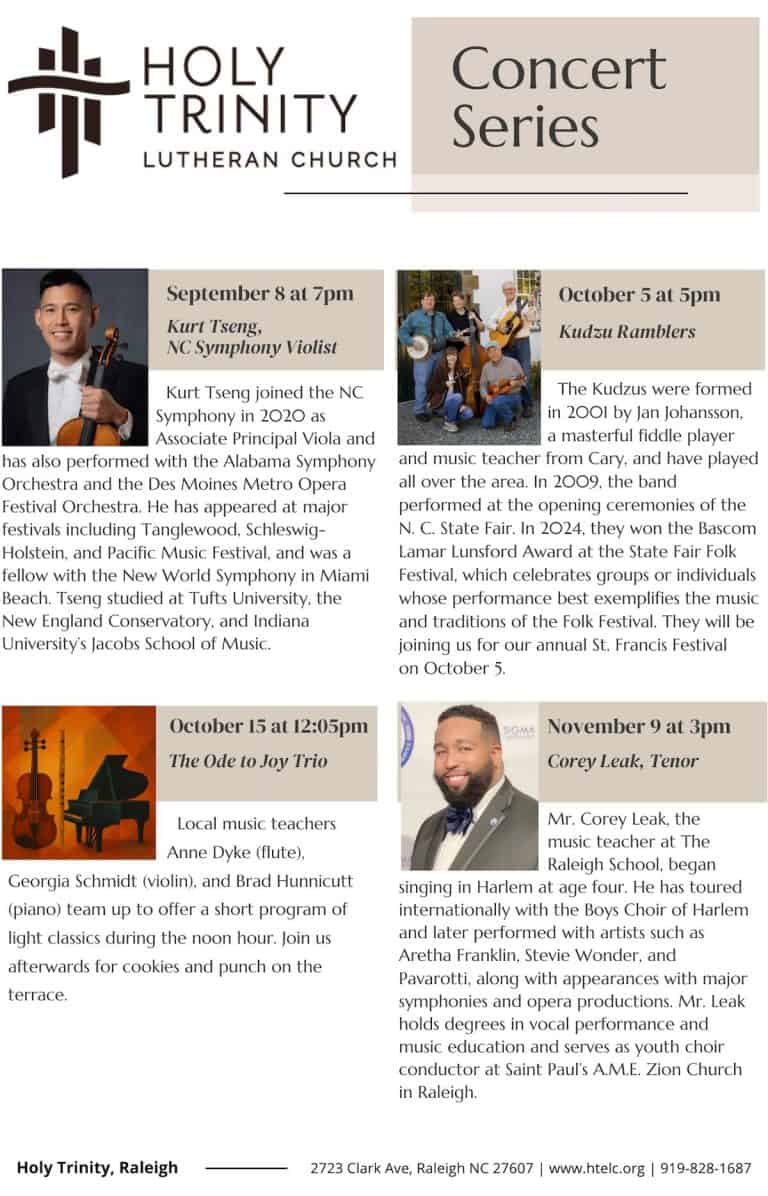Holy Trinity Concert Series in Raleigh - Triangle on the Cheap