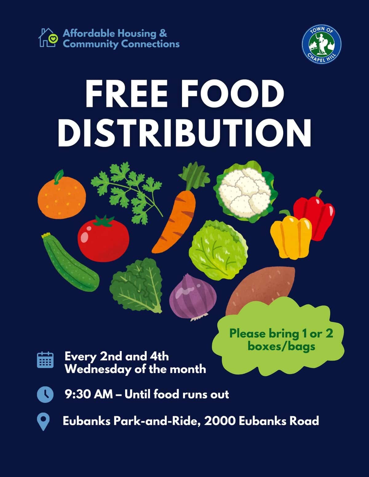 Food distribution at Eubanks Park-and-Ride Lot in Chapel Hill May 13 ...