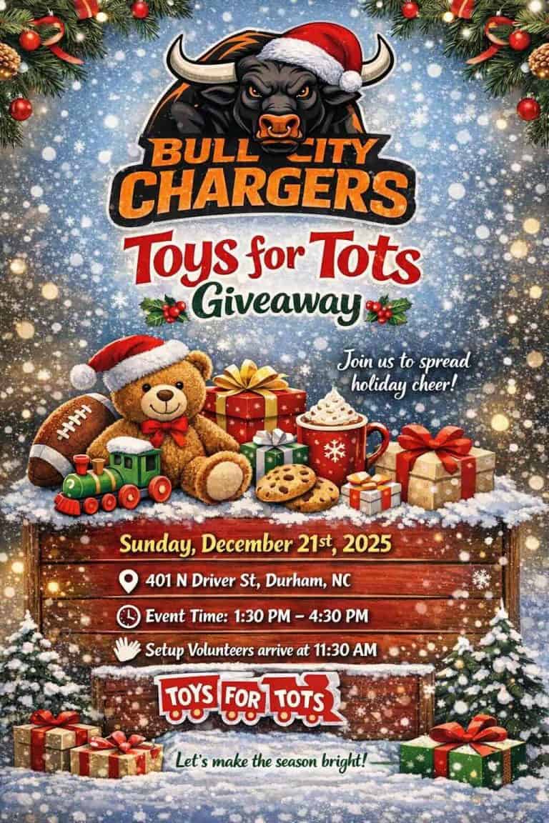 Toy Giveaway with Bull City Chargers Dec. 21 - Triangle on the Cheap
