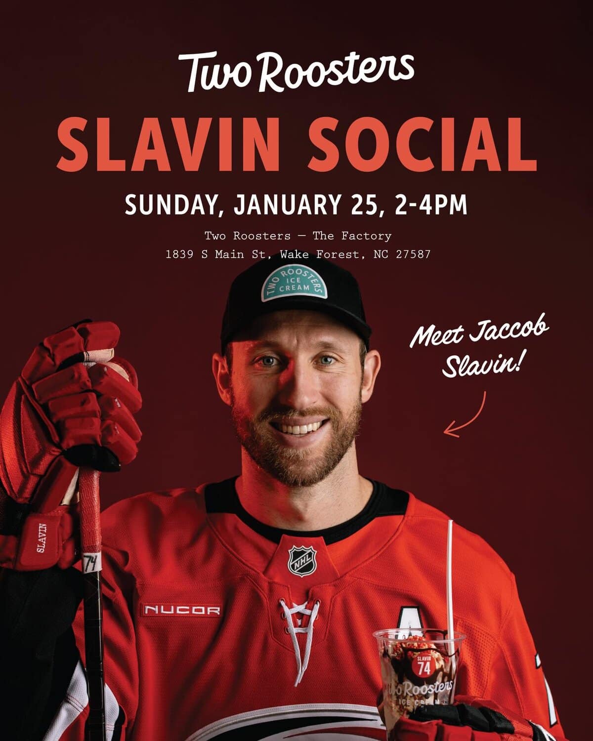 Meet Carolina Hurricanes' Jaccob Slavin at Two Roosters Ice Cream Wake ...