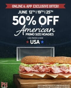 PrimoHoagies: 50% off American Primo Size Hoagies when USA has a World ...