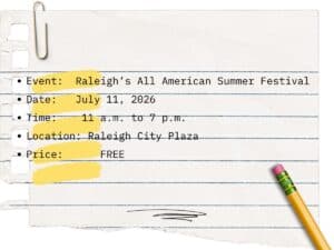 Raleigh's All American Summer Festival July 11 - Triangle on the Cheap